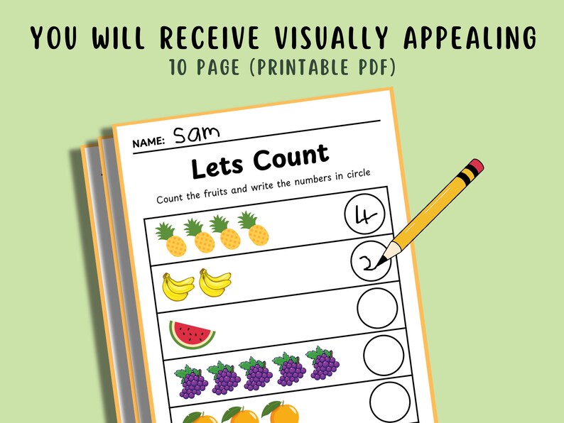 Counting Worksheet for Preschool Math, Number Recognition Printable ...