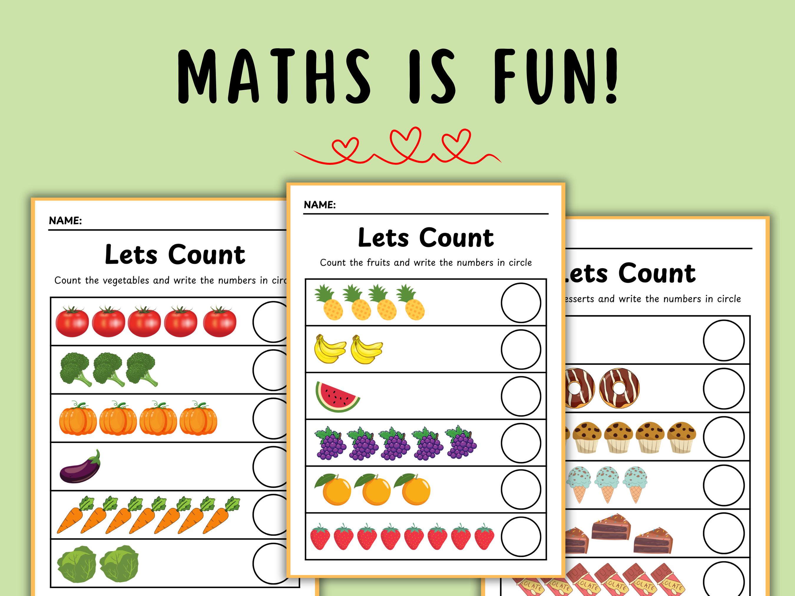 Counting Worksheet for Preschool Math, Number Recognition Printable ...