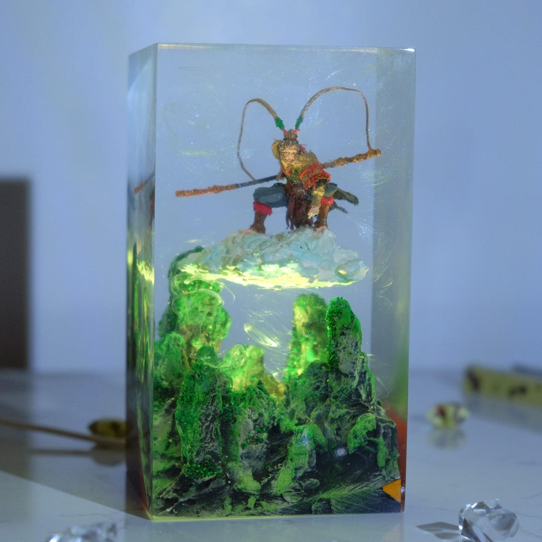 Wukong Resin Lamp, Black Myth Wukong Handmade Night Light, Wukong Epoxy ...