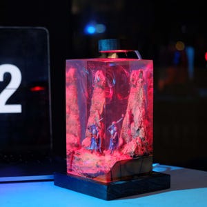 Hero Knight Resin Lamp, Handmade Night Light, Bonfire Epoxy Lamp Gift ...