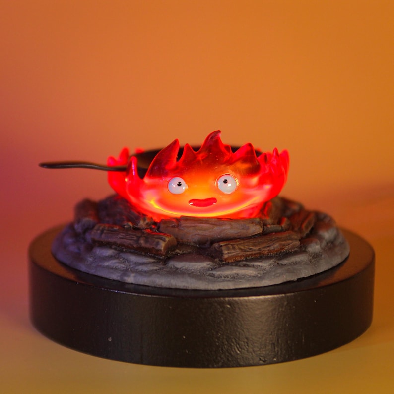 Diorama Anime Epoxy resin lamp, Calcifer Night Light, Kids gift, Desk ...