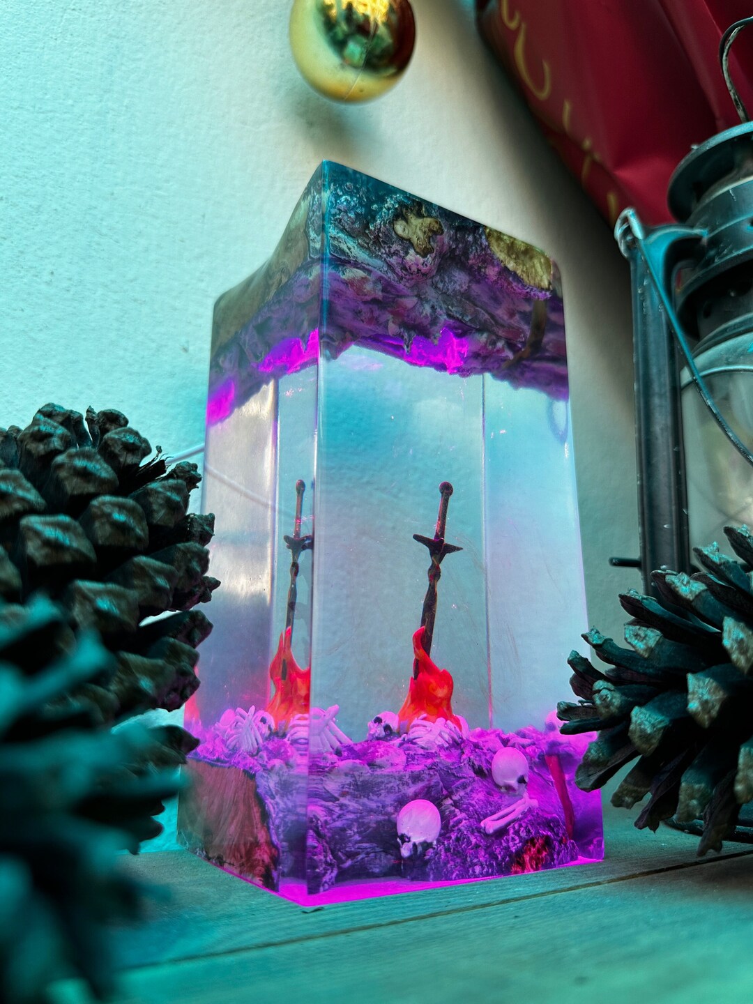 Fire Sword Camp Resin Lamp, Handmade Night Light, Epoxy Lamp Gift ...