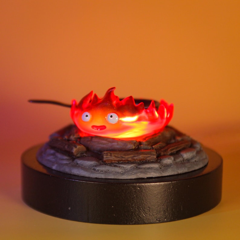 Diorama Anime Epoxy resin lamp, Calcifer Night Light, Kids gift, Desk ...
