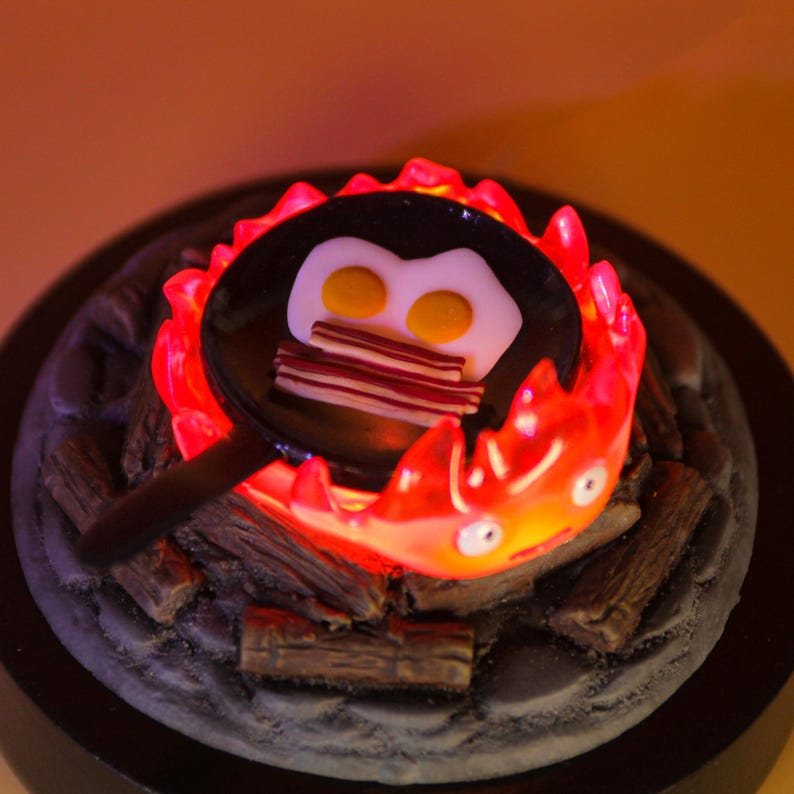 Diorama Anime Epoxy resin lamp, Calcifer Night Light, Kids gift, Desk ...