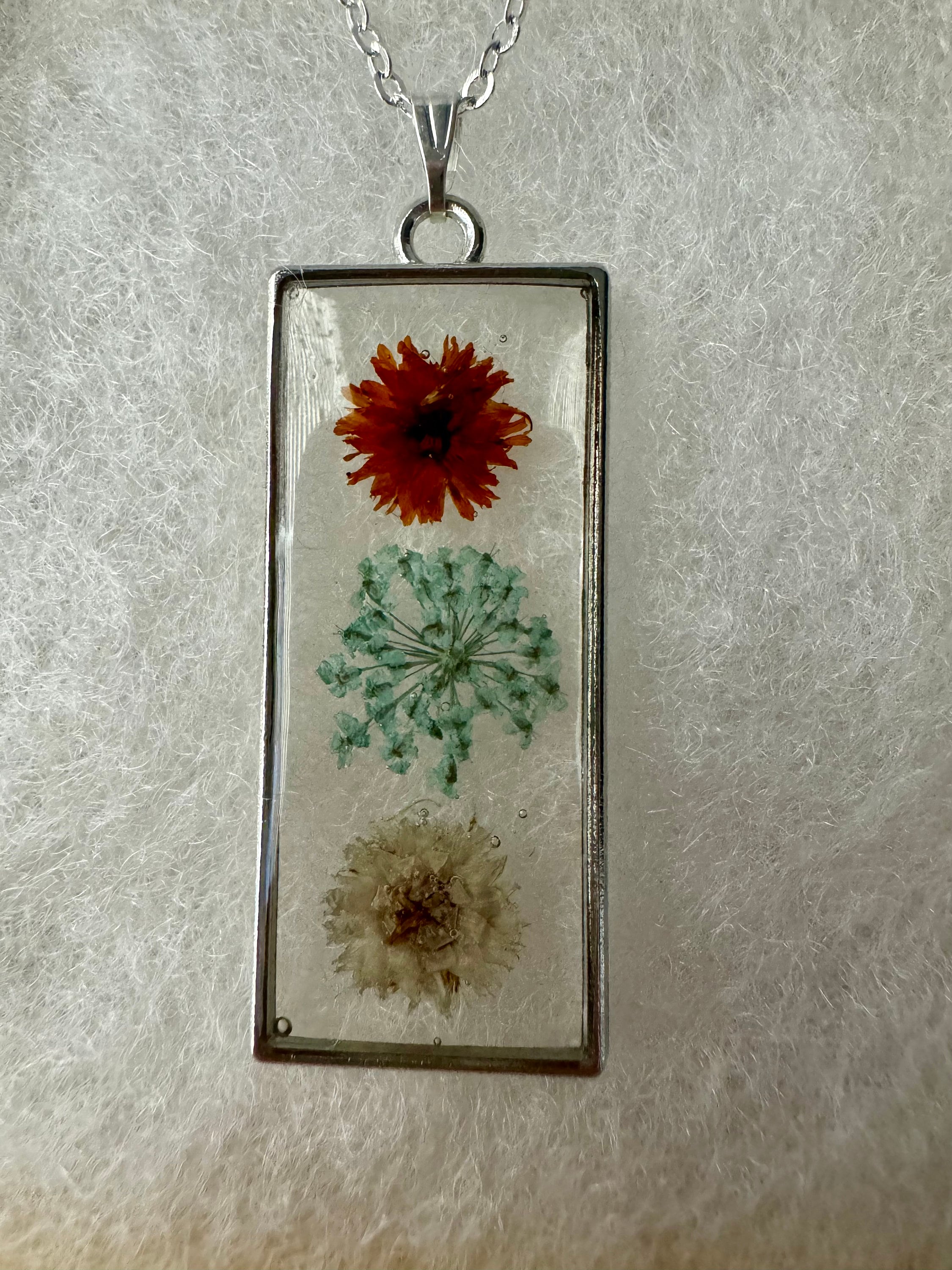 Tri Color Pressed Flower Pendant - Etsy