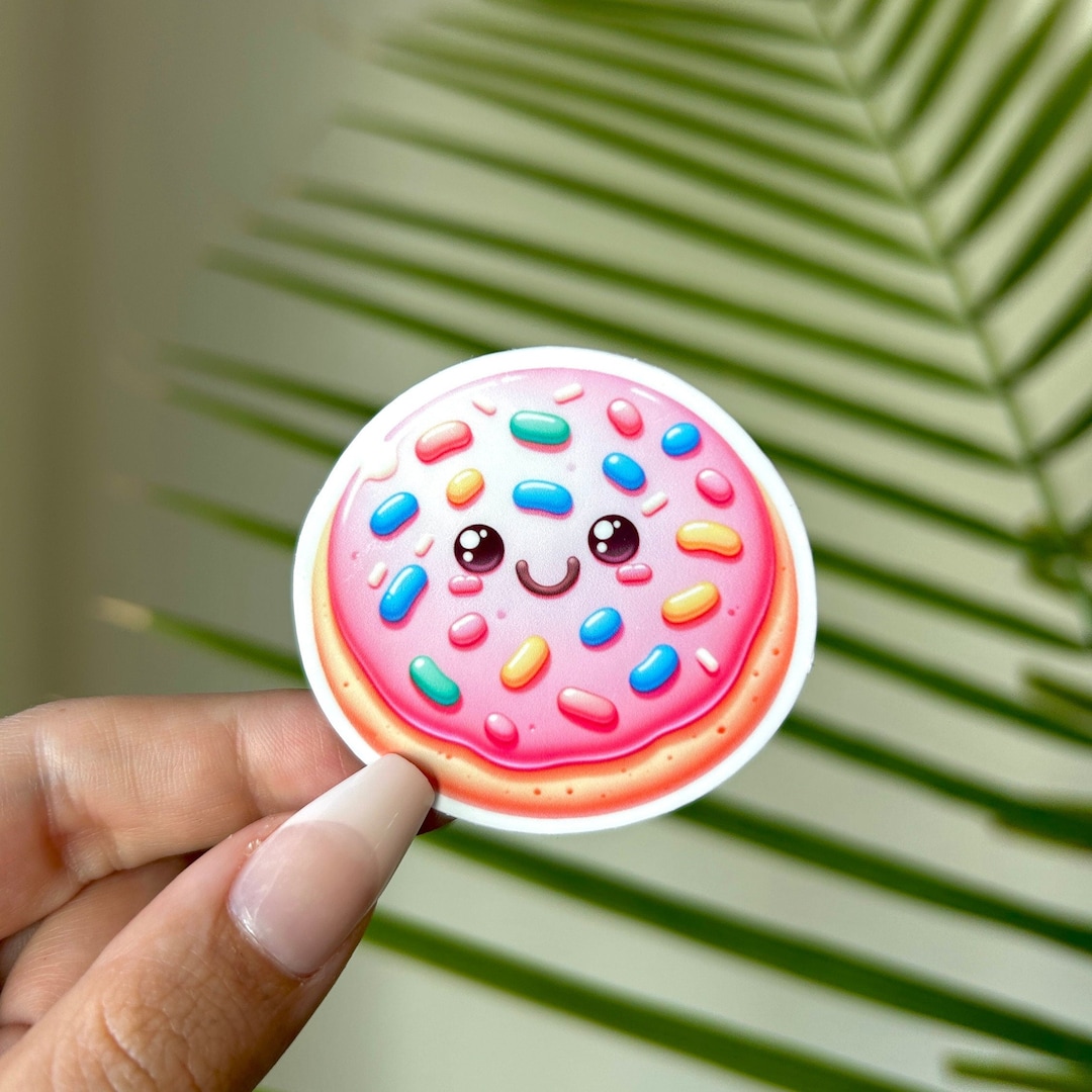 Sugar Cookie Sticker of Pink Sugar Cookie With Rainbow Sprinkles ...
