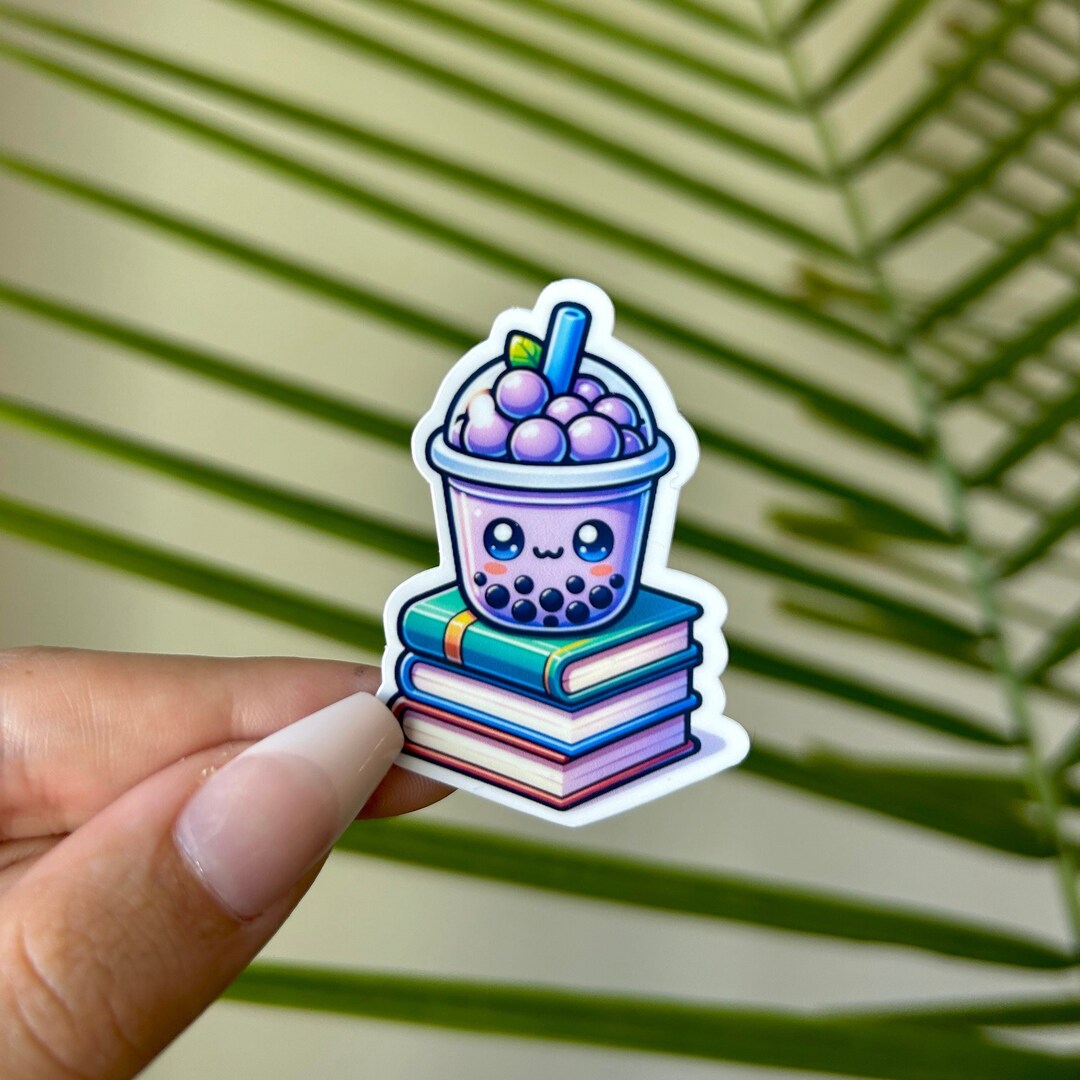 Ube Boba Tea Sticker for Boba Lovers Boba Tea and Books Sticker for ...