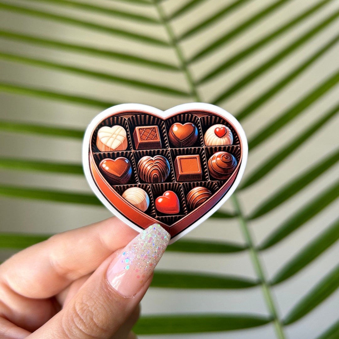 Heart Shaped Box of Chocolates Sticker of Chocolates in Heart Shaped ...
