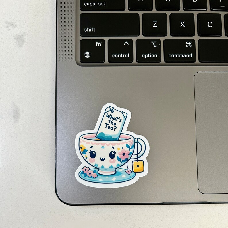 Whats the Tea Teacup Sticker About Gossip Funny Quote Sticker Cute ...