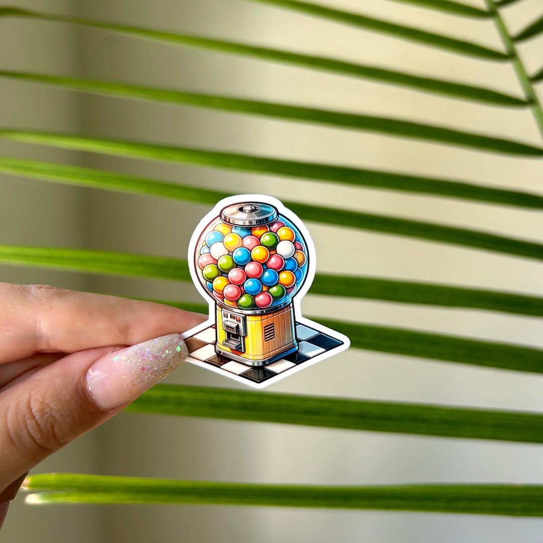Retro Bubblegum Machine Sticker of Gum Ball Machine Sticker of Gum Ball ...