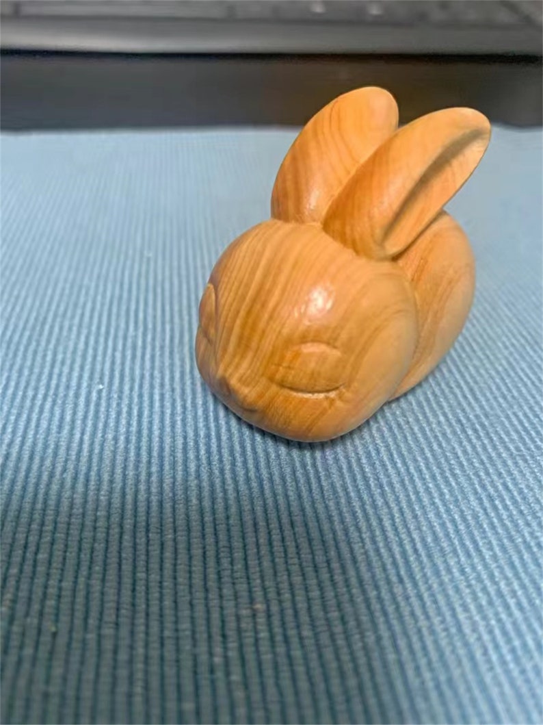 Yak Wood Carved Rabbit Tray Handle: Zodiac Rabbit Mascot Wooden Décor ...