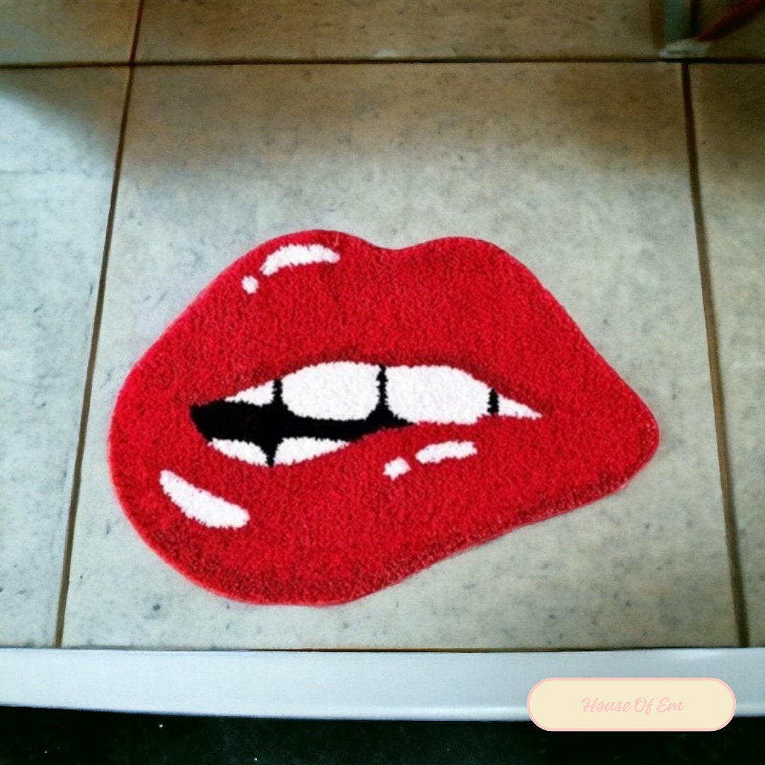 Cartoon Tufted Lips Rug, Hand Tufted Body Rug, Unique Colourful Bedroom ...