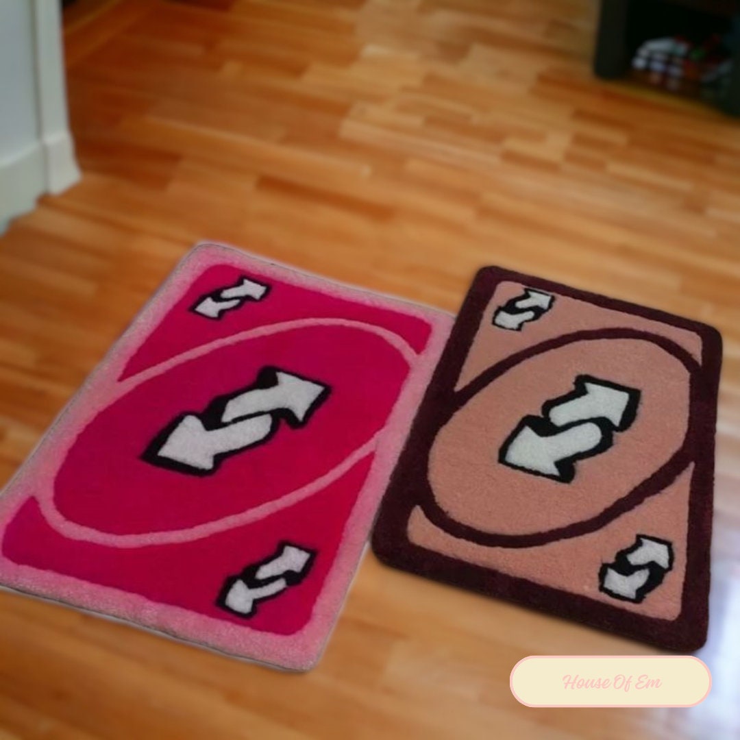 Uno Reverse Card Tufted Rug, Hand Tufted Uno Game Rug, Funny Colorful ...