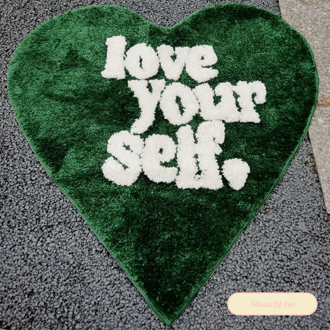 Handmade Motivational Heart Rug, Tufted Heart Rugs, Kitchen Rug, Love ...