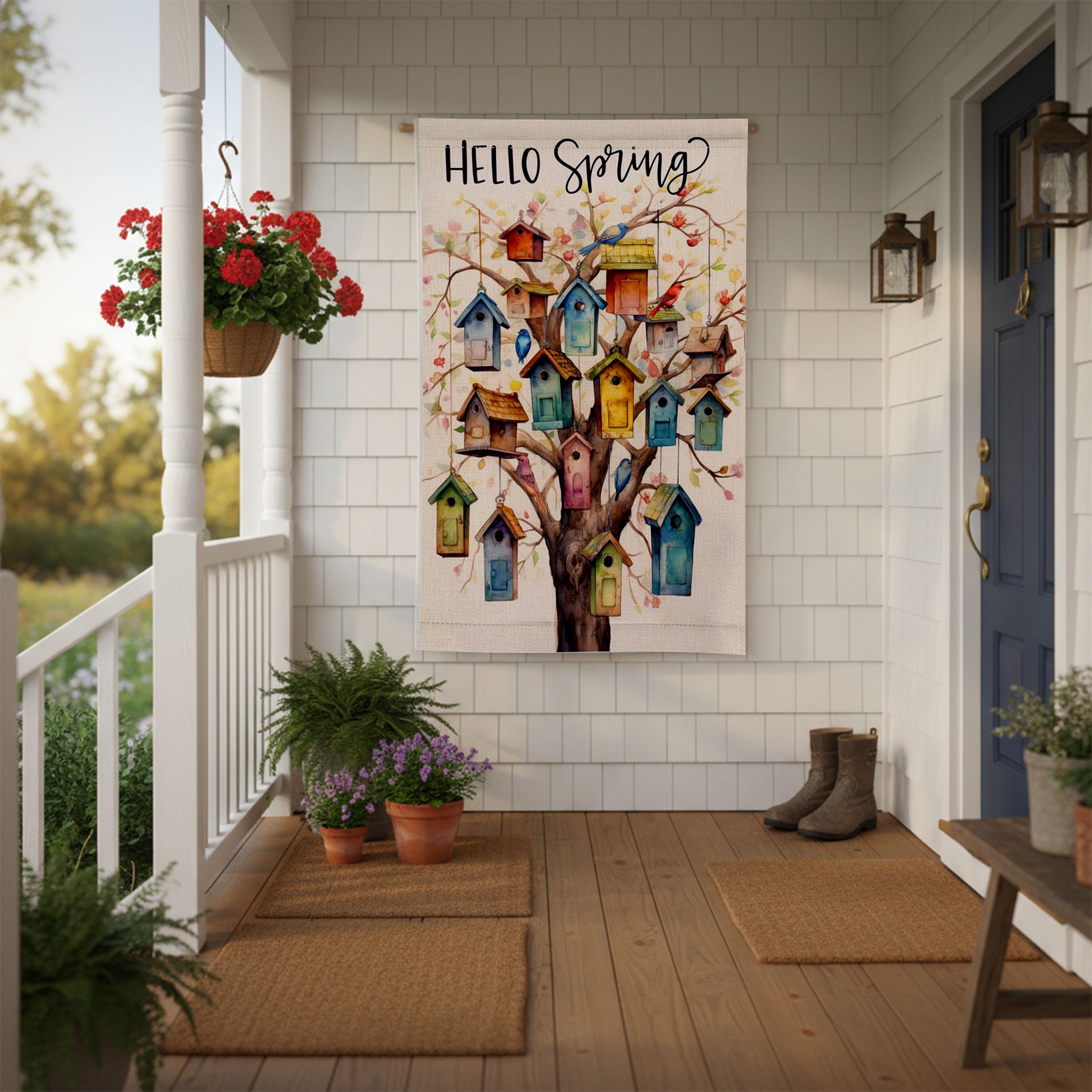 Spring Summer Bird Garden Flag, Floral Tree Outdoor Farmhouse Yard ...