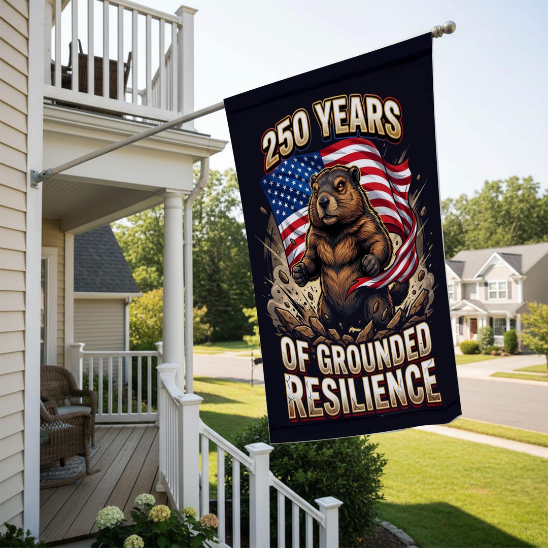 250 Years of Grounded Resilience Garden Flag, Groundhog Humor Yard ...