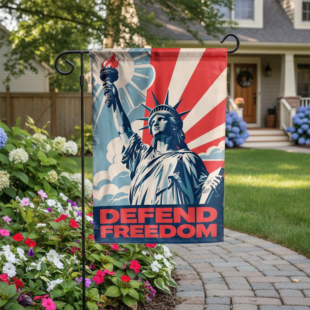 Defend Freedom Garden Flag, USA Flag Patriotic Civic Values Yard Decor ...