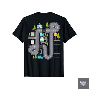 Vintage Play Cars on Dad's Back Mat Road Car Race Track T-shirt, Father ...