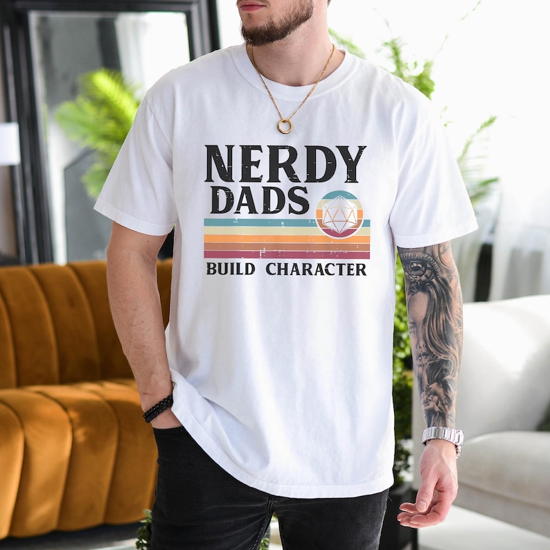 Nerdy Dads Build Character T-shirt, Funny Father’s Day Shirt, Geeky Dad ...