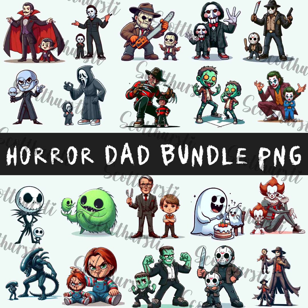 Horror Dad Bundle PNG, Halloween Character Png, Horror Characters Png ...