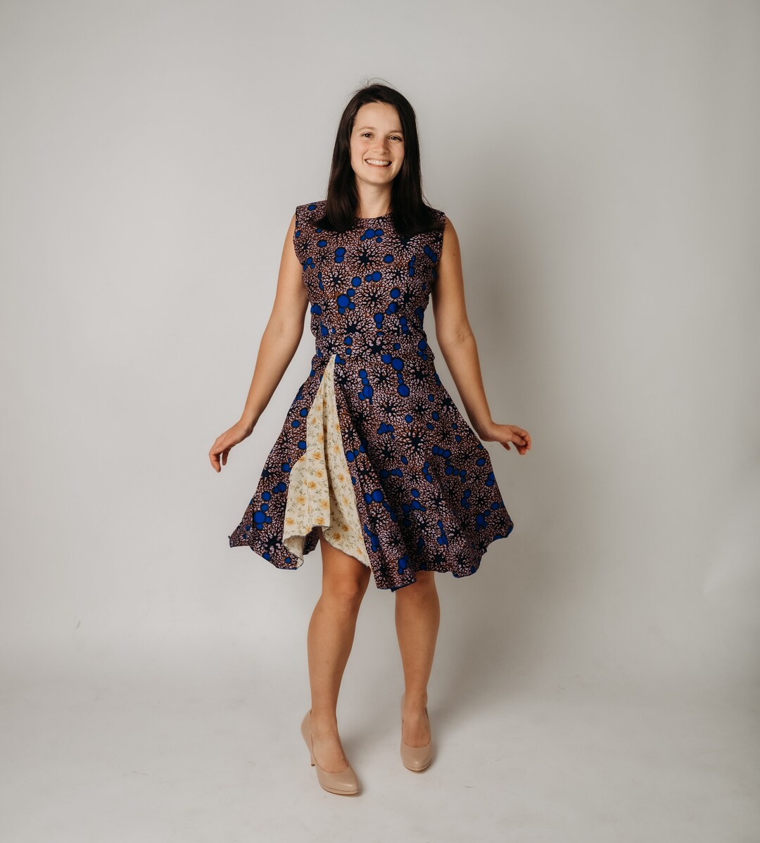 Blue Accent Fabric With Round Neckline - Etsy
