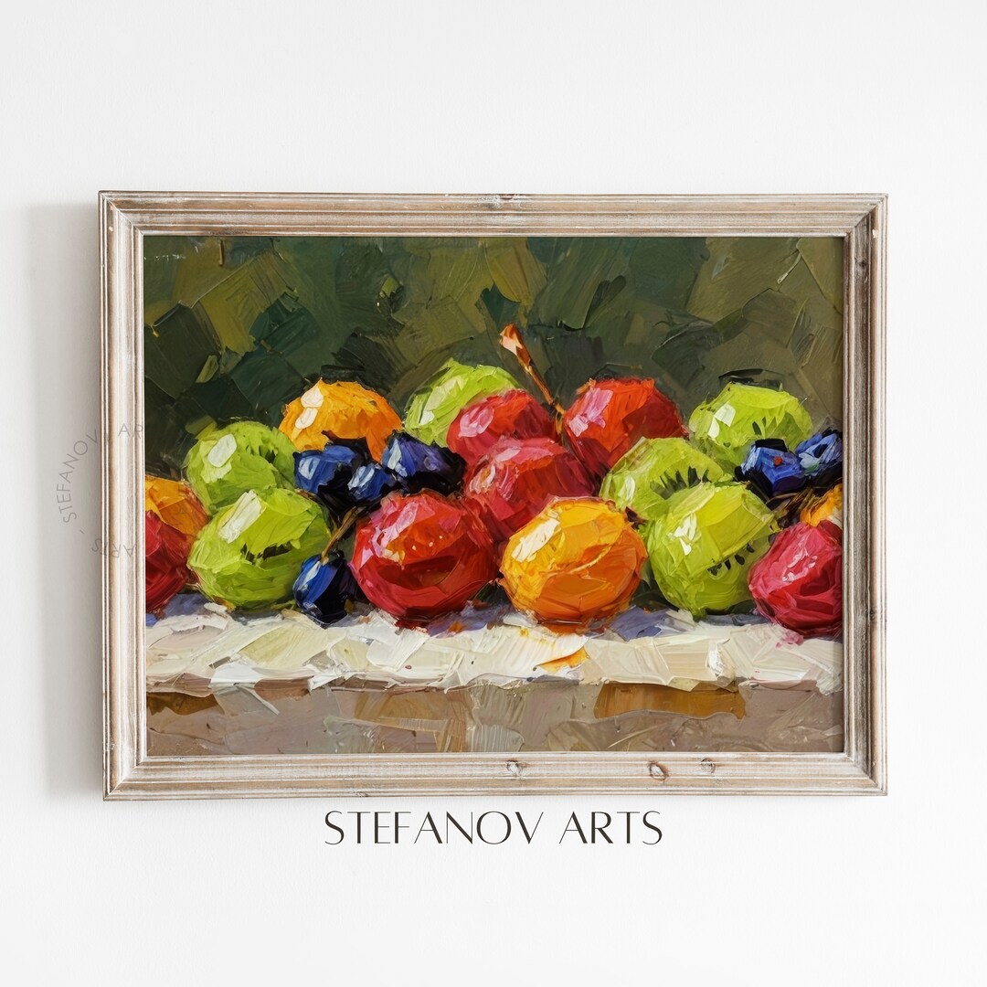 Colorful Summer Fruits Oil Painting, Summer Decor, Printable Wall Art ...