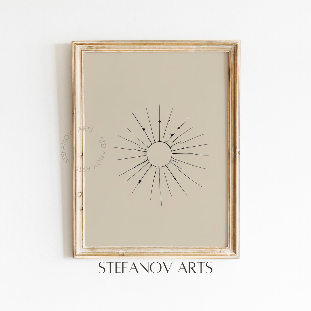 Boho Sun Line Art Minimalist Wall Art, Sun Line Drawing, Minimalist ...