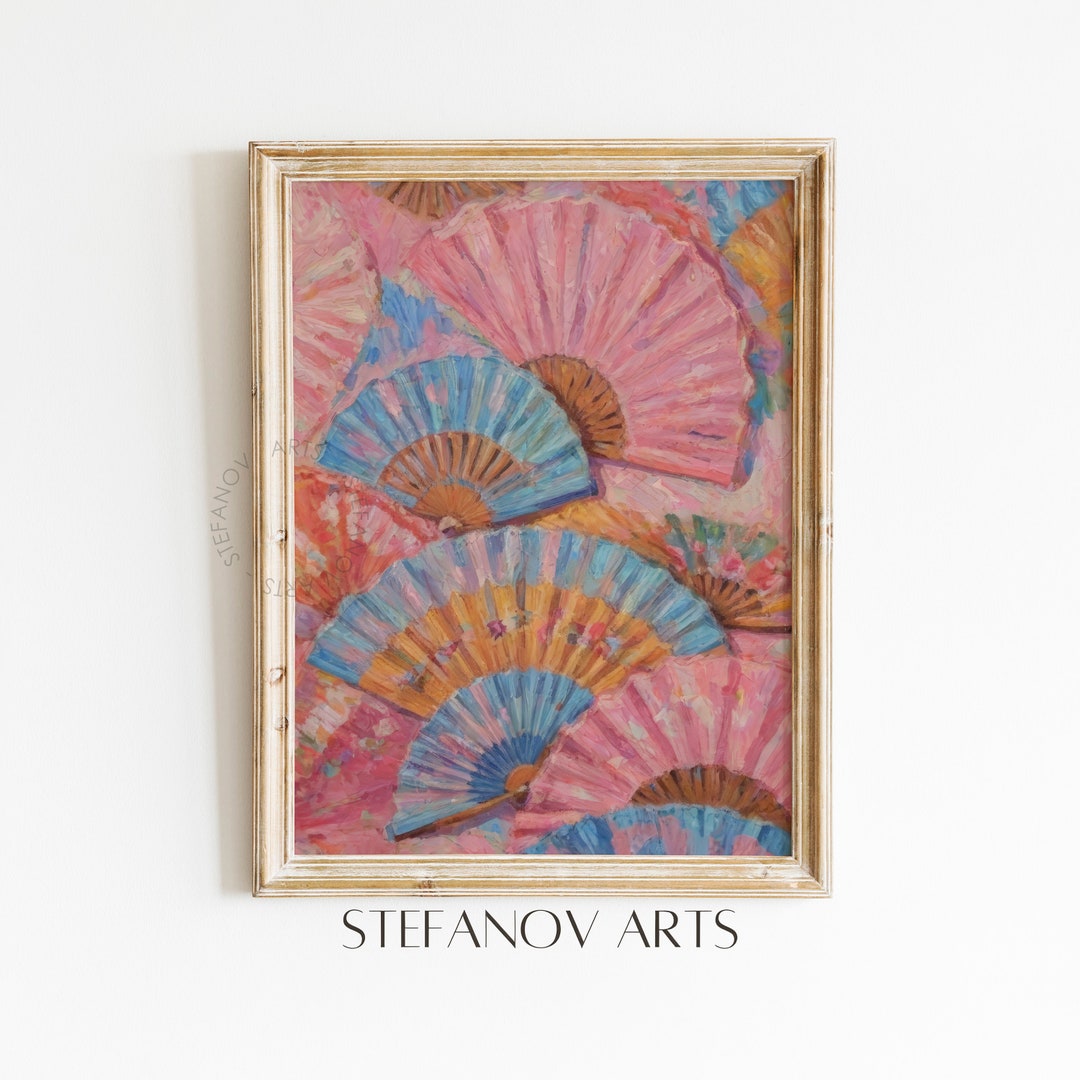 Vintage Fans Pattern Printable Wall Art, Nursery Wall Art, Coquette ...