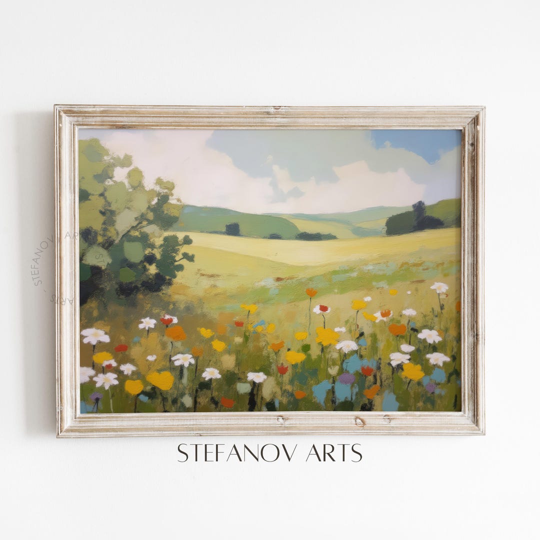 Sun Drenched Meadow PRINTABLE Art, Impressionist Wildflower Field Art ...