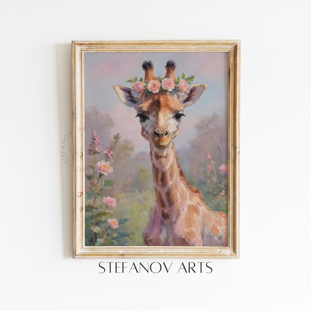 Cute Baby Giraffe Printable Wall Art, Nursery Wall Art, Coquette Room ...