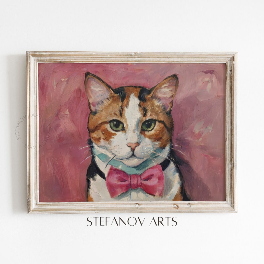 Vintage Cat Portrait Printable Wall Art, Nursery Wall Art, Coquette ...