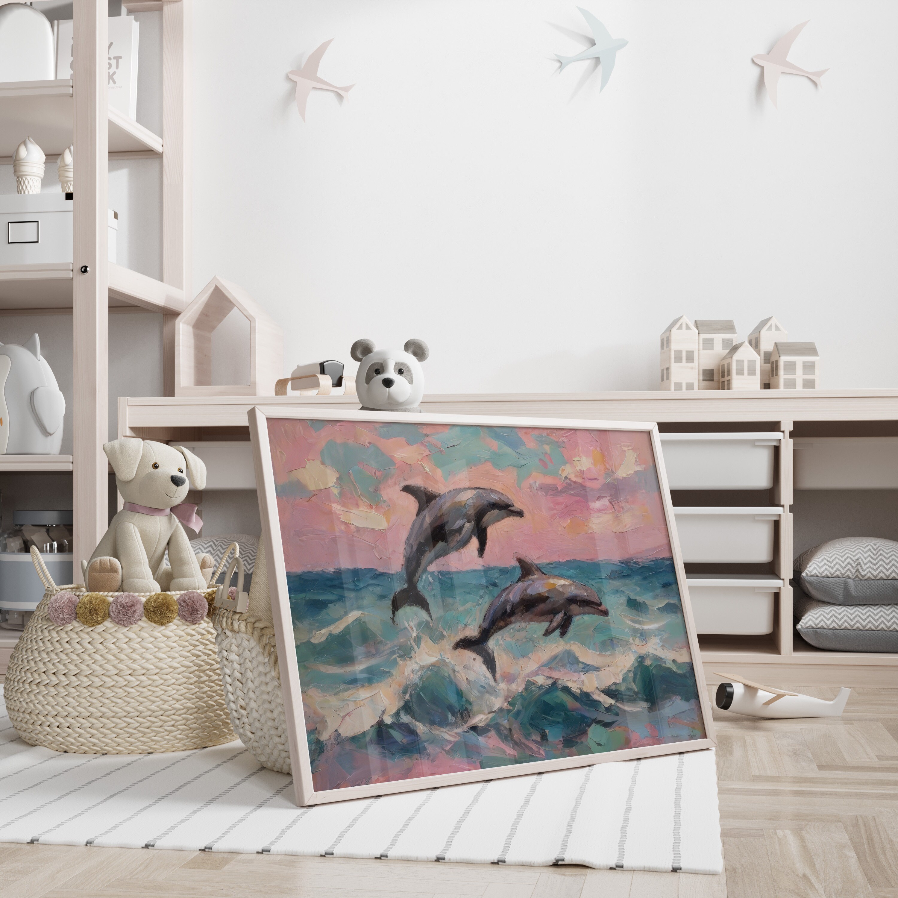 Vintage Dolphins Printable Wall Art, Nursery Wall Art, Coquette Room ...