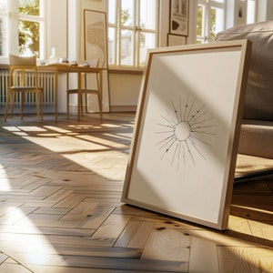 Boho Sun Line Art Minimalist Wall Art, Sun Line Drawing, Minimalist ...