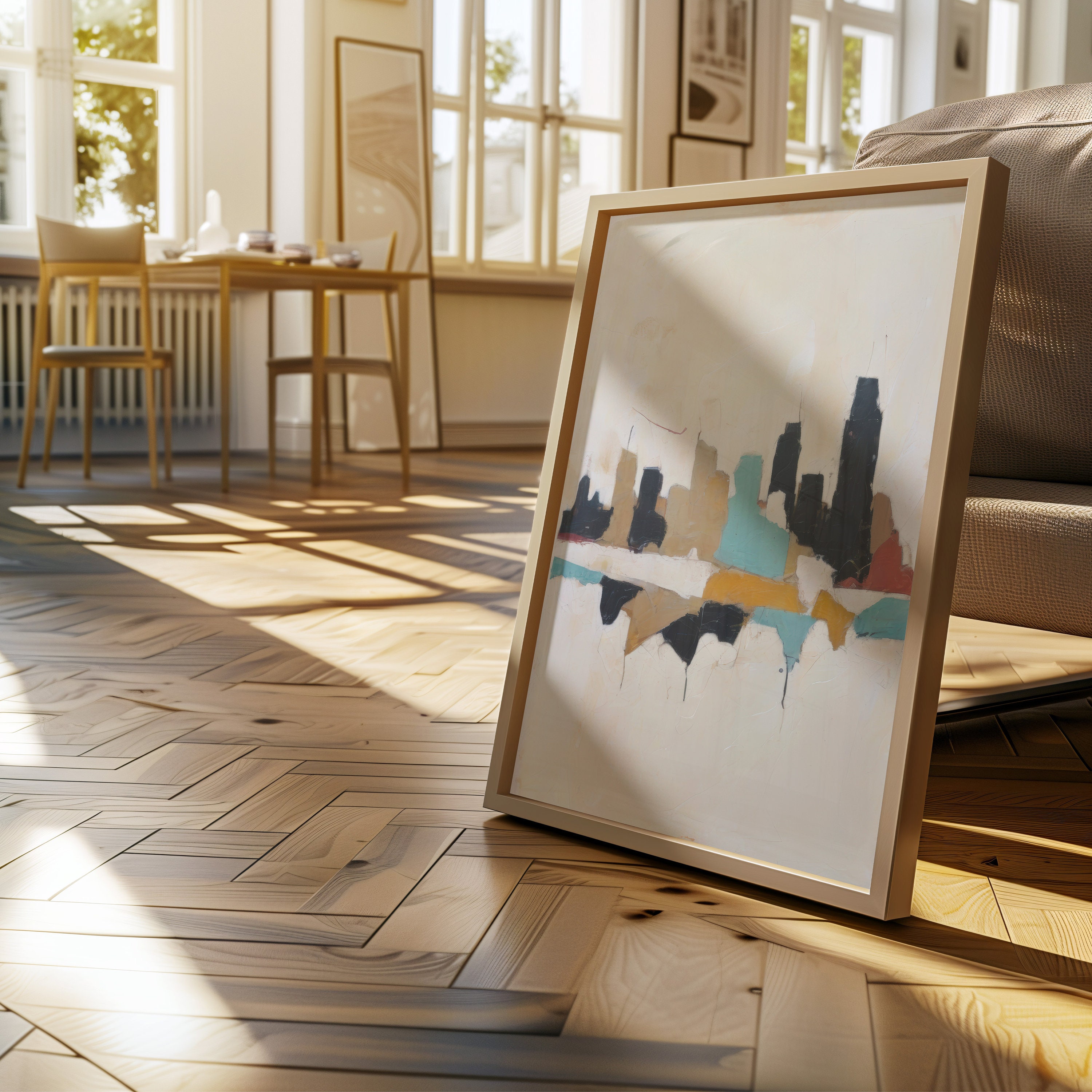 Modern Cityscape Beige Art, Japandi Art Prints, Mid Century Modern ...