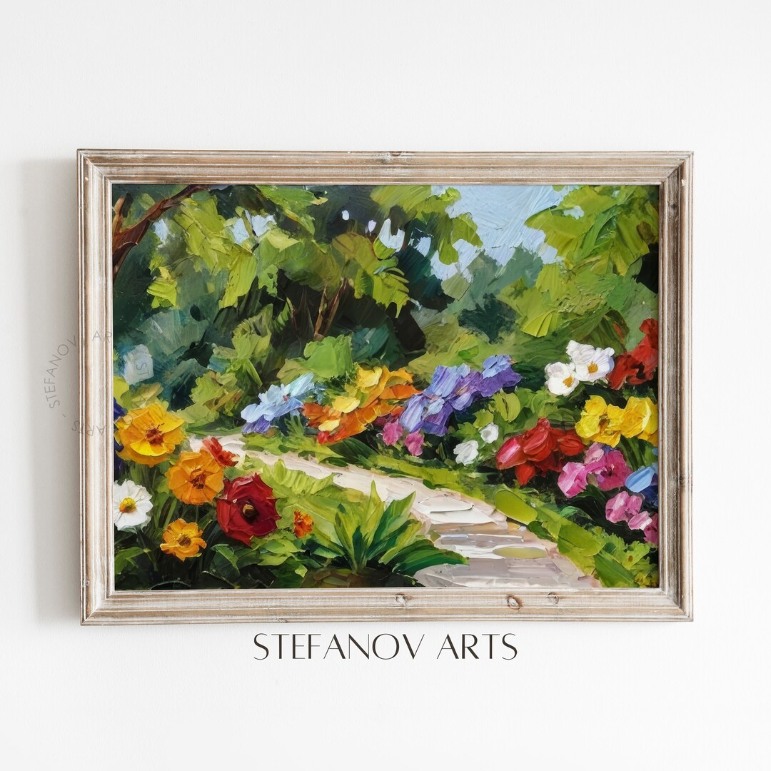 Vibrant Spring Flowers Oil Painting, Easter Decor, Printable Wall Art ...