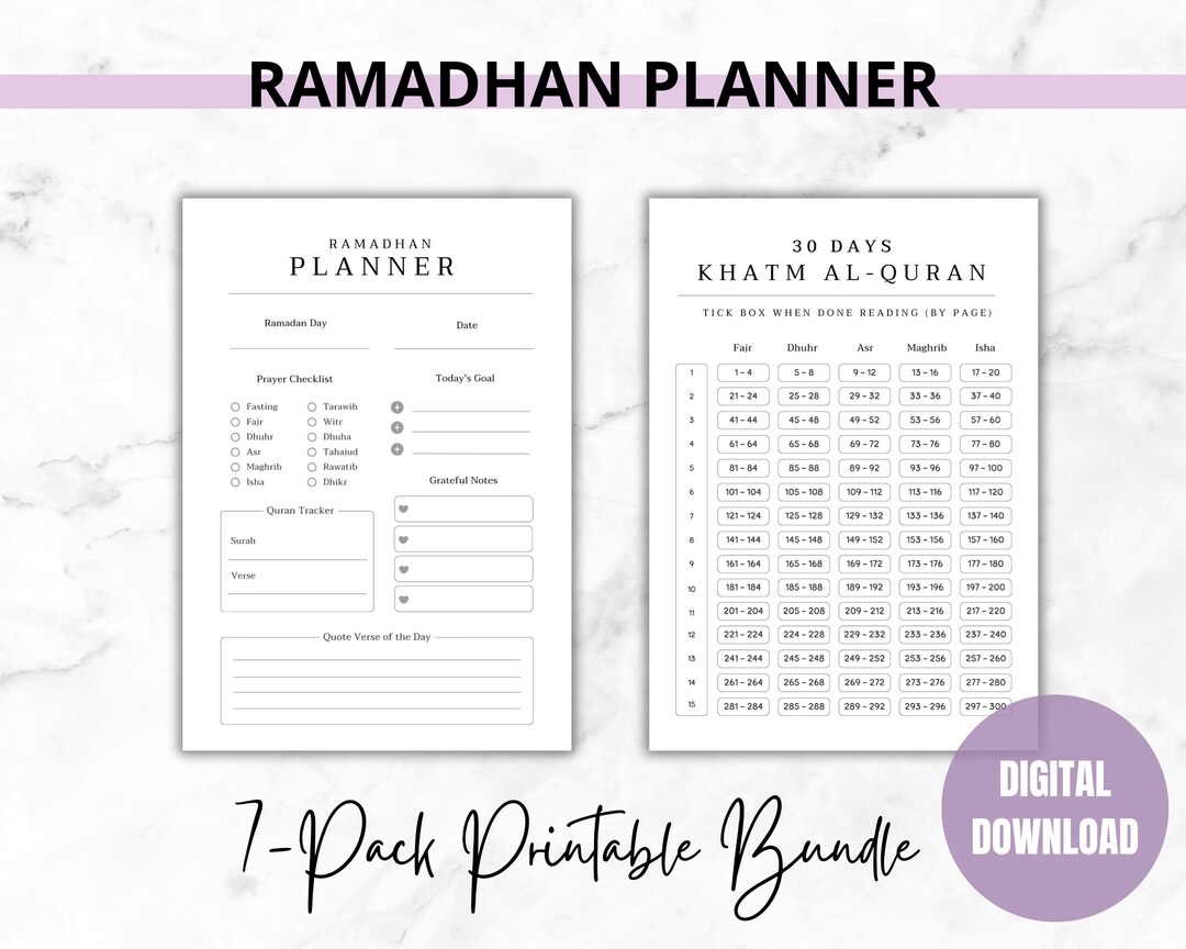 2024 Printable Ramadan Planner Simple Ramadhan Planner Minimalist ...