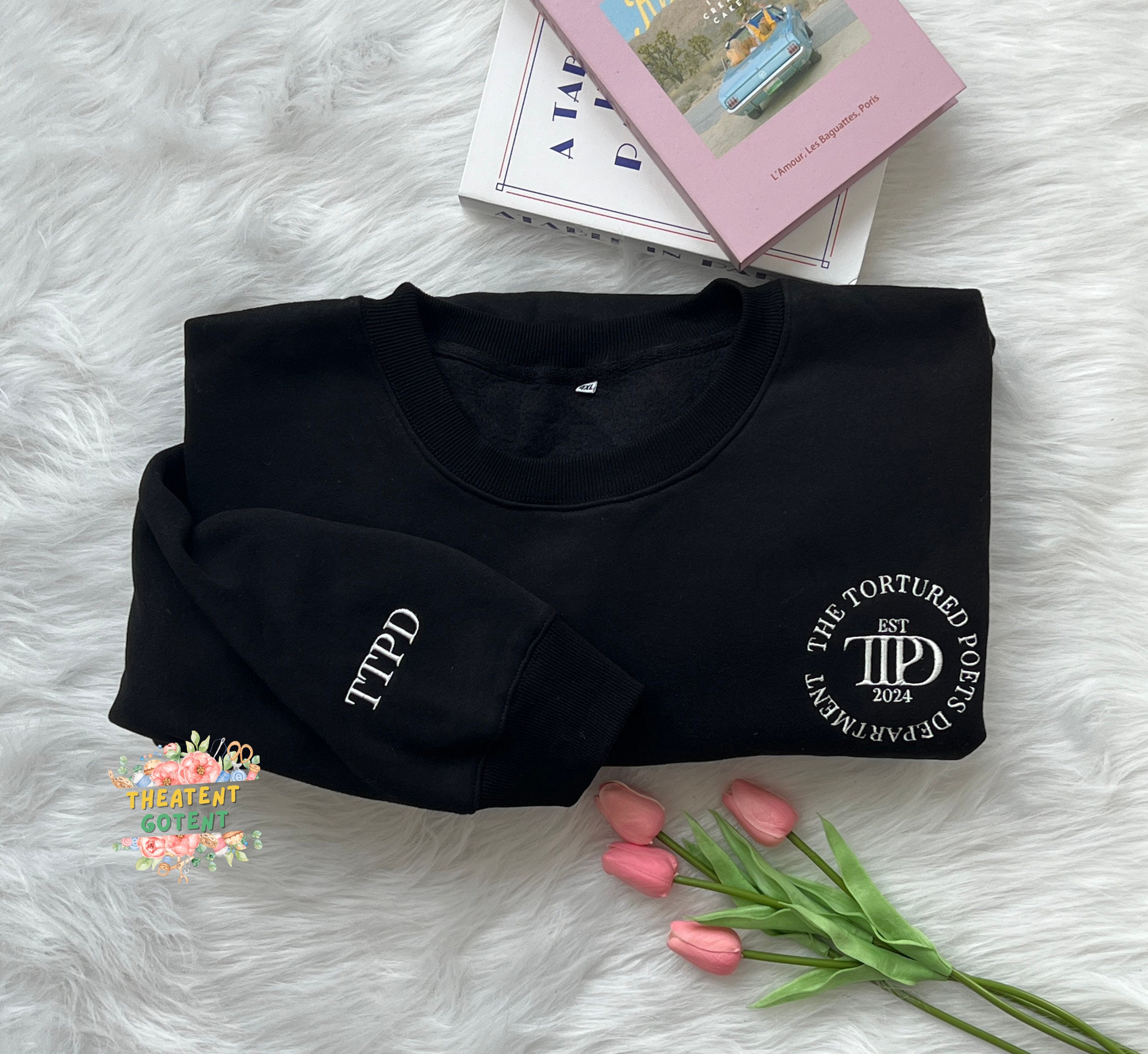 Embroidered Poetry Shirt, TTPD Est 2024 Embroidered Crewneck ...