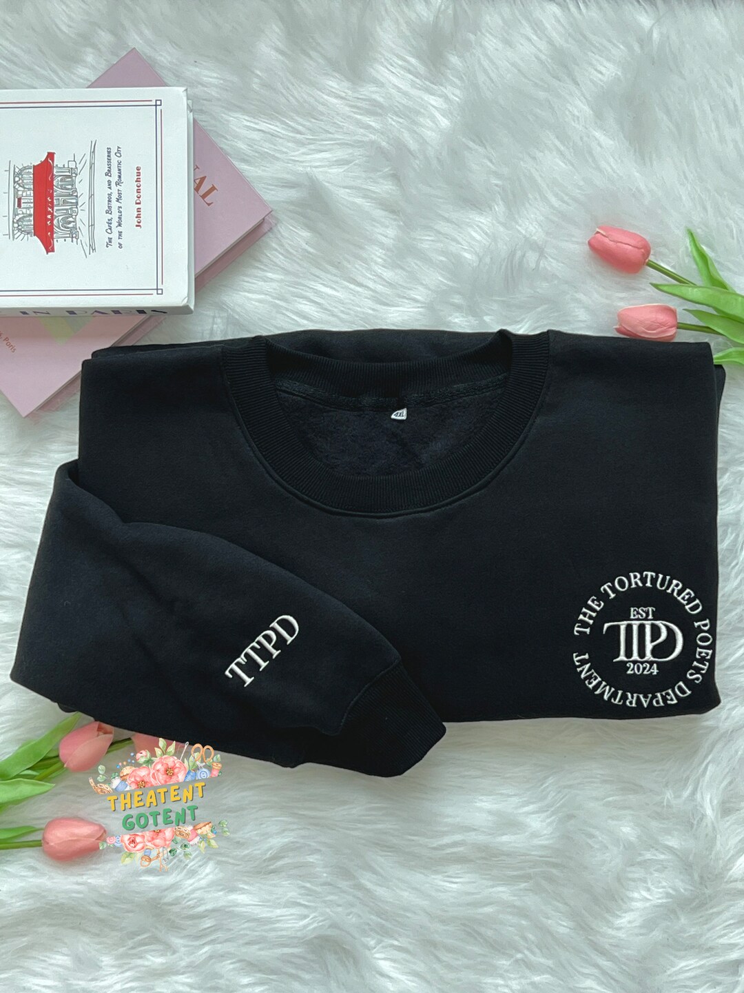 Embroidered Poetry Shirt, TTPD Est 2024 Embroidered Crewneck ...