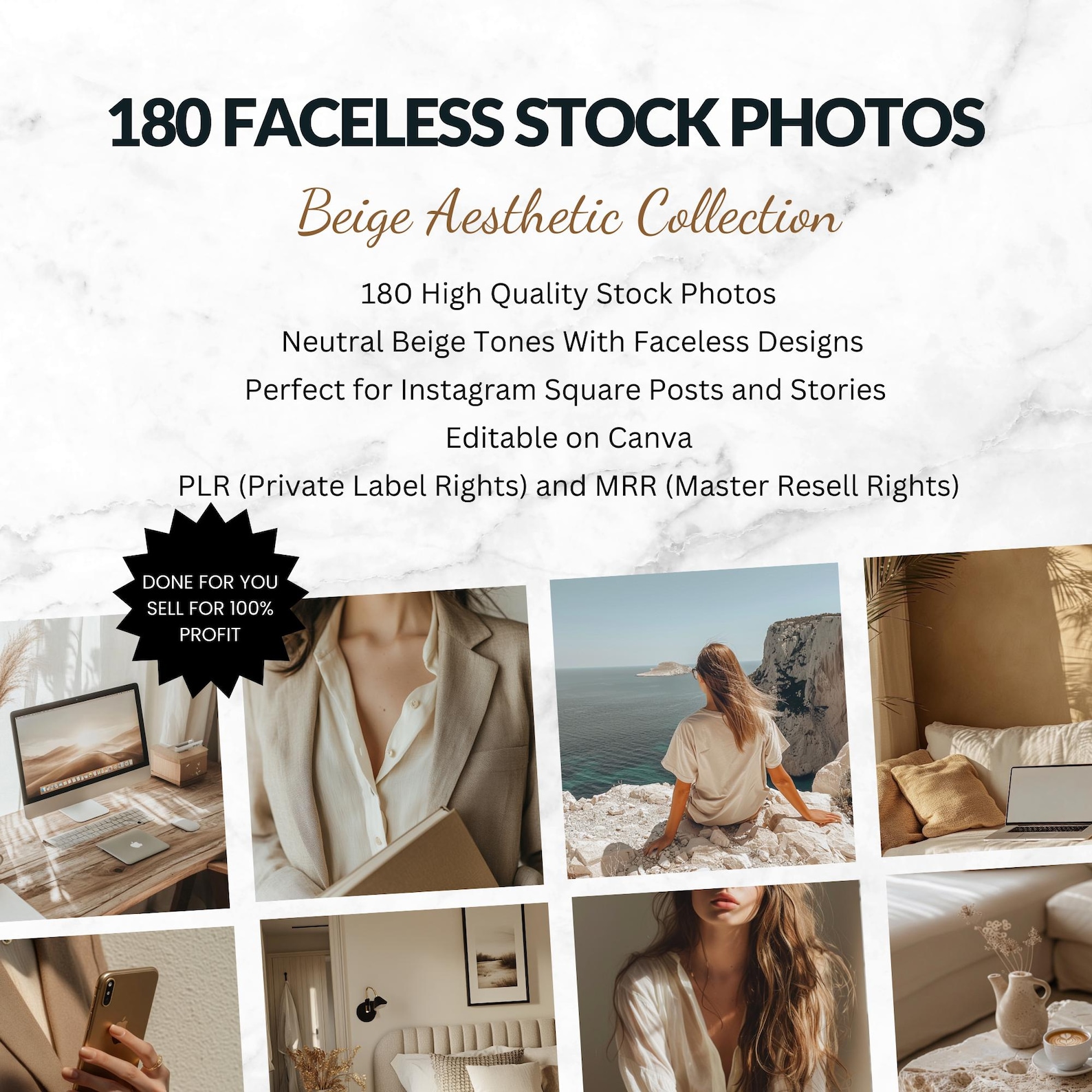 Aesthetic Faceless Stock Photos Girl Bundle With PLR MRR Stock Images ...