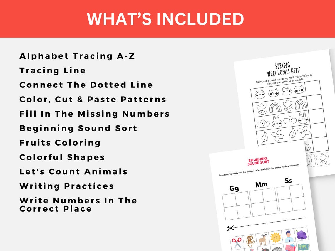 Math Worksheets, Alphabet Tracing, Printable, Instant Download ...