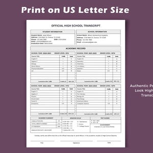 Fillable Printable High School Transcript Canva, Homeschool Academic ...
