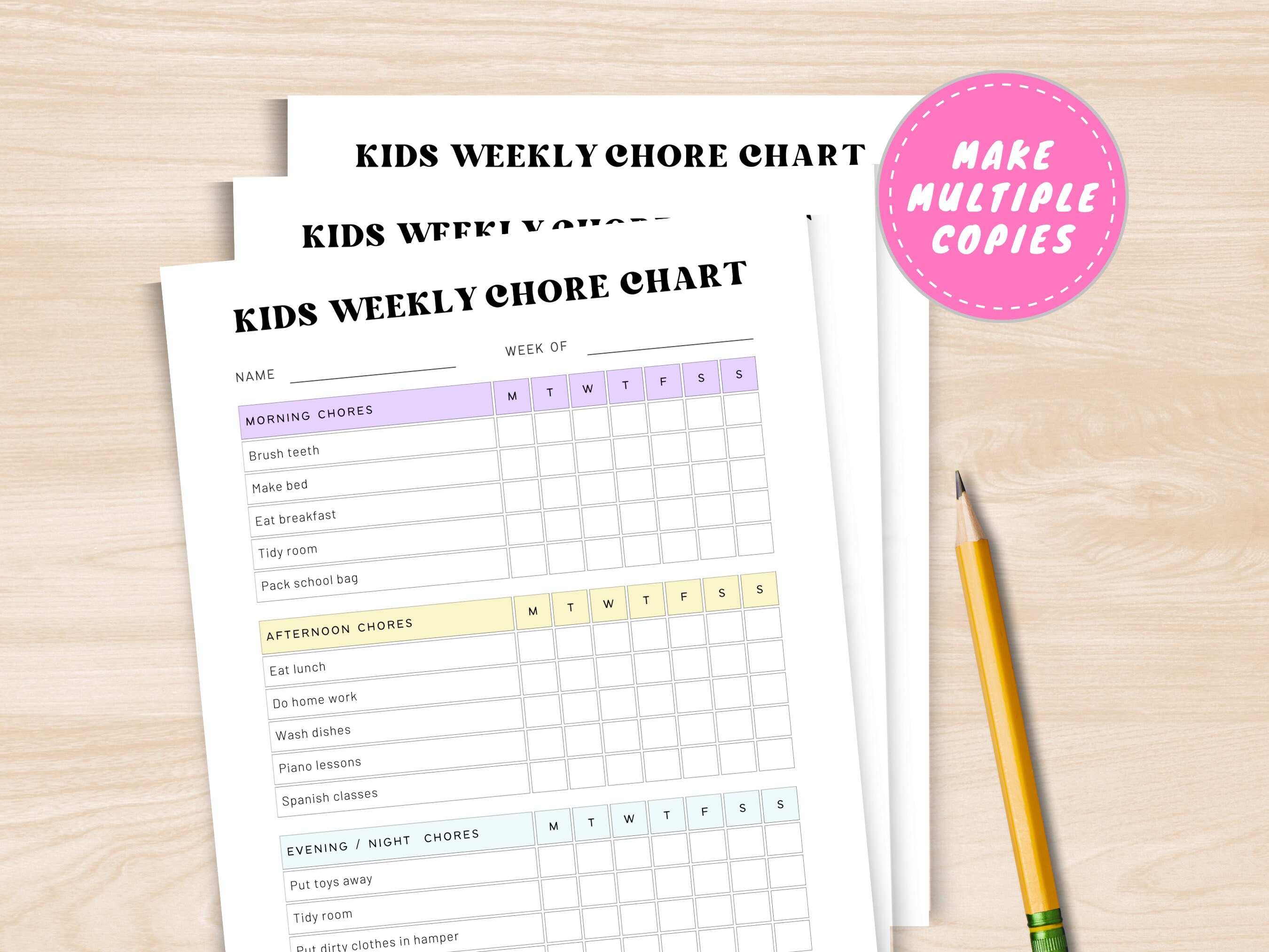 Chore List for Multiple Kids, Chore Chart for Kids, Kids Chore Chart ...