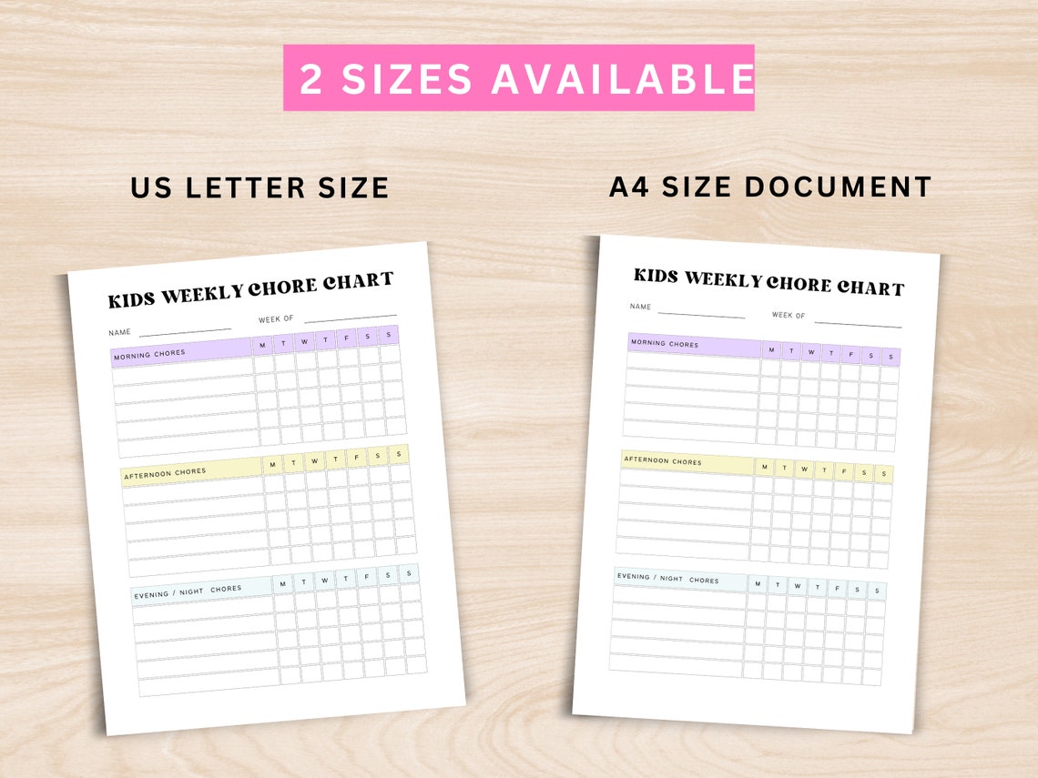 Chore List for Multiple Kids, Chore Chart for Kids, Kids Chore Chart ...