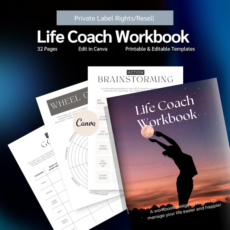 Life Coach Workbook | Canva Template, PLR & MRR (digital Download) - Etsy