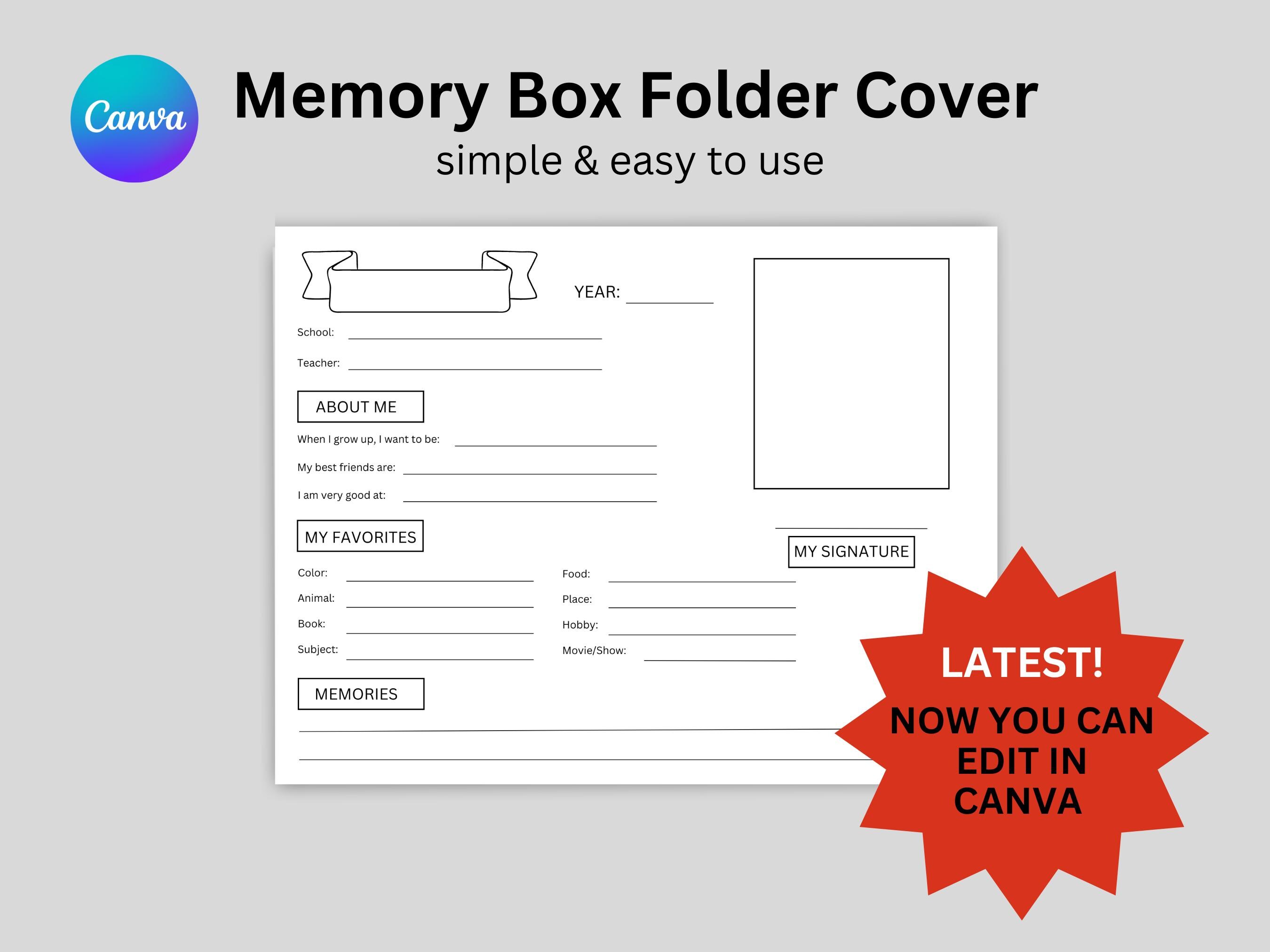 Memory Box Questionnaire, Kids Interview Questions, Keepsake Box (PDF ...