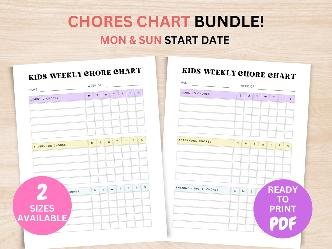 Chore List for Multiple Kids, Chore Chart for Kids, Kids Chore Chart ...