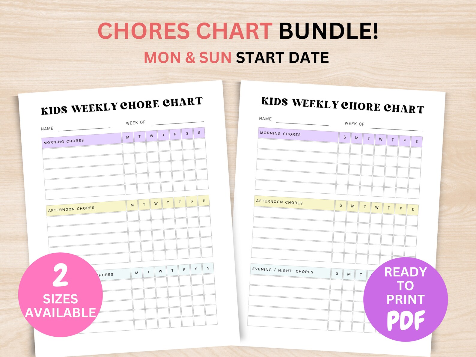 Chore List for Multiple Kids, Chore Chart for Kids, Kids Chore Chart ...