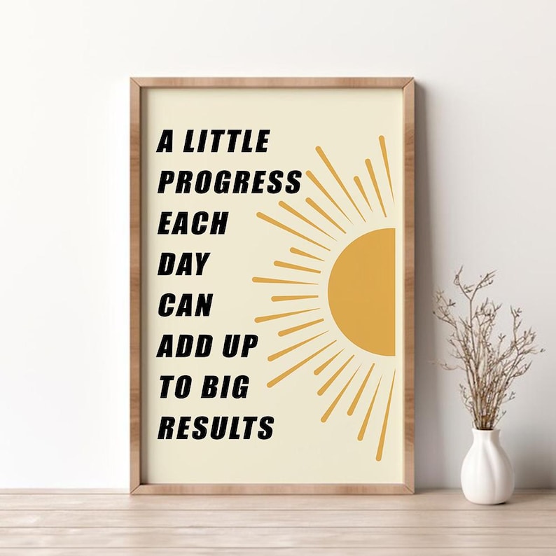 Progress Inspirational Quote Poster, Retro Decor Poster, Poster Gift ...
