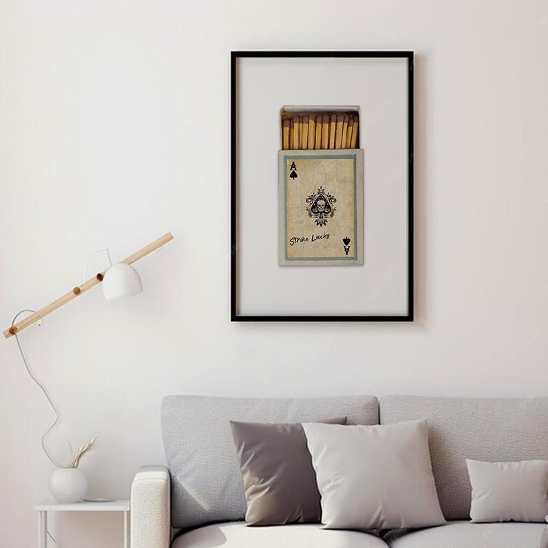Lucky Ace of Spades Matchbox Poster, Vintage Playing Card Poster ...