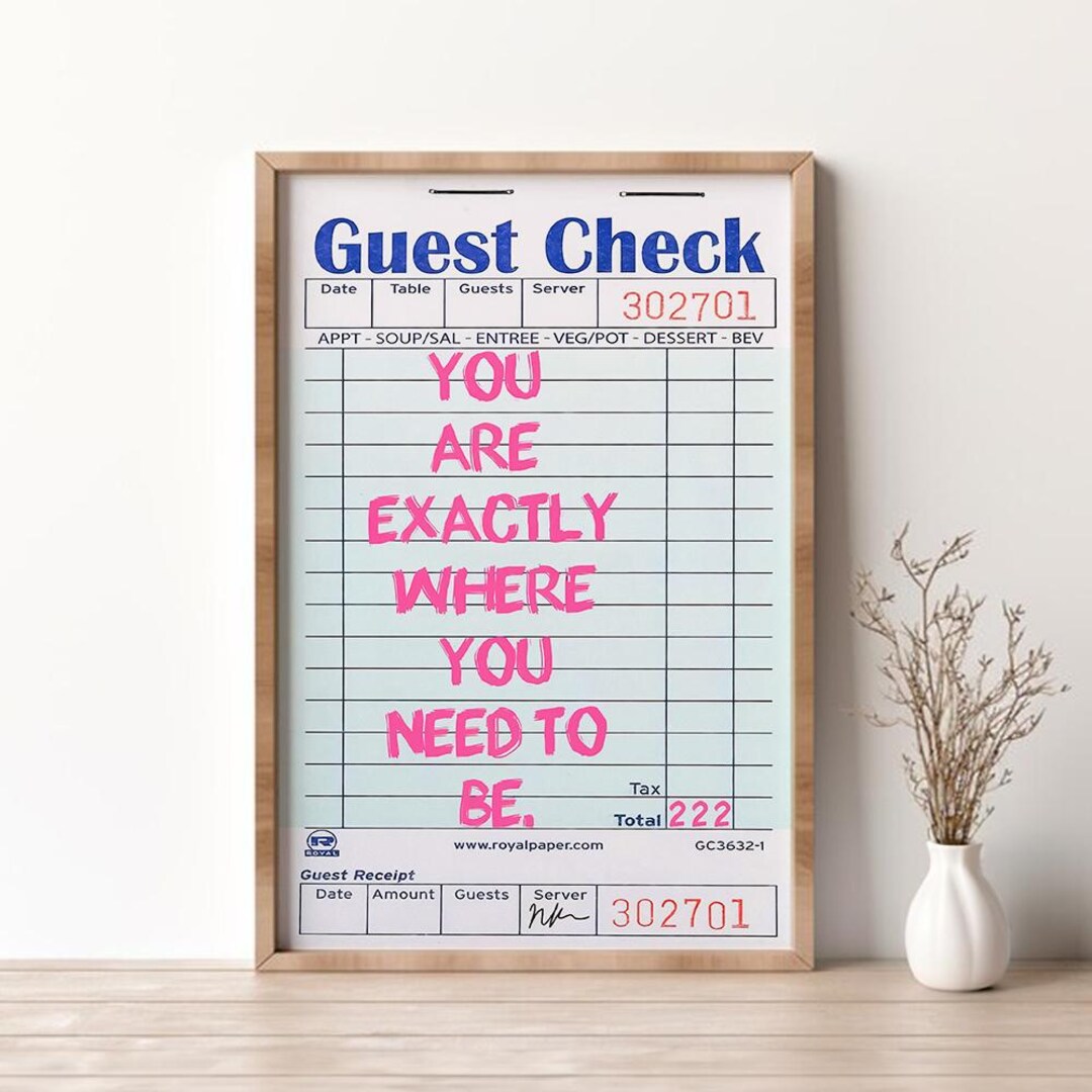 GUEST CHECK Quote Poster, Retro Decor Poster, Poster Gift, Home Wall ...